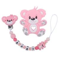 China Wholesale Custom Reusable Food Grade Silicone Beads Dummy Clip Silicone Baby Nipples Pacifier Chain Clips Set for sale