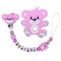 China Wholesale Custom Reusable Food Grade Silicone Beads Dummy Clip Silicone Baby Nipples Pacifier Chain Clips Set for sale