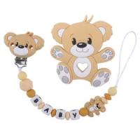 China Wholesale Custom Reusable Food Grade Silicone Beads Dummy Clip Silicone Baby Nipples Pacifier Chain Clips Set for sale