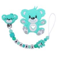 China Wholesale Custom Reusable Food Grade Silicone Beads Dummy Clip Silicone Baby Nipples Pacifier Chain Clips Set for sale