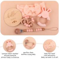 China Headband Infant Teething Toys Bunny Teether Rattle Chewable Pacifier Clips Chain for sale