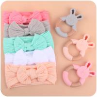 China Headband Infant Teething Toys Bunny Teether Rattle Chewable Pacifier Clips Chain for sale