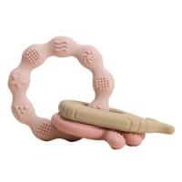 China BPA Free Infant Teething Toys Silicone Bracelet Pendant Wood Ring for sale