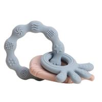 China BPA Free Infant Teething Toys Silicone Bracelet Pendant Wood Ring for sale