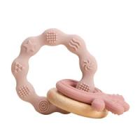 China BPA Free Infant Teething Toys Silicone Bracelet Pendant Wood Ring for sale