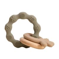 China BPA Free Infant Teething Toys Silicone Bracelet Pendant Wood Ring for sale