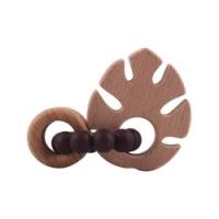 China Food Grade Silicone Teether Toy Rattle Soft BPA Free Cartoon Wood Teether Ring for sale