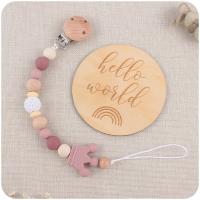 China Silicone Beads Pacifier Chain Clip Wooden Ring Chupetes Soother Dummy Pacifier for sale