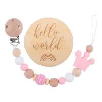 China Silicone Beads Pacifier Chain Clip Wooden Ring Chupetes Soother Dummy Pacifier for sale