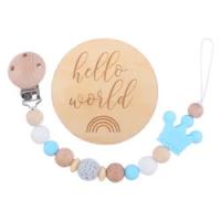 China Silicone Beads Pacifier Chain Clip Wooden Ring Chupetes Soother Dummy Pacifier for sale