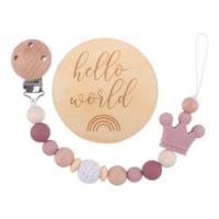 China Silicone Beads Pacifier Chain Clip Wooden Ring Chupetes Soother Dummy Pacifier for sale