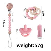China Silicone Toothbrush Infant Teething Toys 4 Pieces Set Baby Pacifier Clips Teether for sale