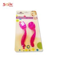 China Customized Silicone Spoon Set 2 Pack Infant Safety Spoons Training Gift Set for sale