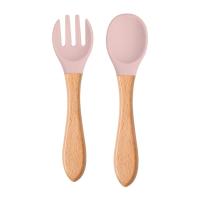 China Food Grade Silicone Fork And Spoon Baby Training Set BPA Free for sale