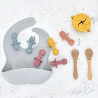 China Training Feeding Newborn Accessories Mini Soft Silicone Baby Spoon Fork Set for sale