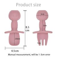 China Training Feeding Newborn Accessories Mini Soft Silicone Baby Spoon Fork Set for sale