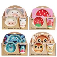 China 26 Paragraph Newborn Accessories Cartoon 5 Piece Bamboo Fiber Dinner Plate for sale