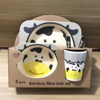 China 26 Paragraph Newborn Accessories Cartoon 5 Piece Bamboo Fiber Dinner Plate for sale