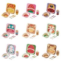China 26 Paragraph Newborn Accessories Cartoon 5 Piece Bamboo Fiber Dinner Plate for sale