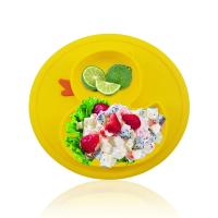 China 3 Compartment Silicone Suction Plate Unbreakable Divided Skid Resistant for sale