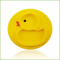China 3 Compartment Silicone Suction Plate Unbreakable Divided Skid Resistant for sale