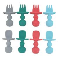 China Wholesale BPA Free Baby Silicone Feeding Set Fork Spoon Silicone Baby Feeding Set for sale