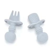 China Wholesale BPA Free Baby Silicone Feeding Set Fork Spoon Silicone Baby Feeding Set for sale