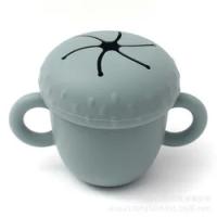 China Bpa Free 	Newborn Feeding Set Reusable Baby Training Silicone Snack Catcher Cup for sale