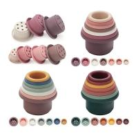 China Colorful Silicone Stacking Cups Flexible Tower Cups Eco Friendly for sale