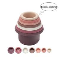 China Colorful Silicone Stacking Cups Flexible Tower Cups Eco Friendly for sale