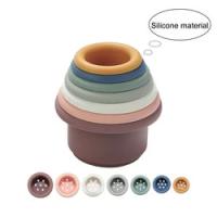 China Colorful Silicone Stacking Cups Flexible Tower Cups Eco Friendly for sale
