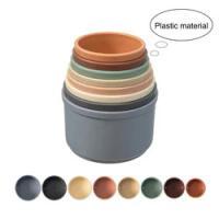 China Colorful Silicone Stacking Cups Flexible Tower Cups Eco Friendly for sale