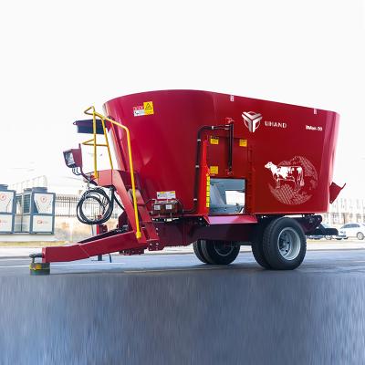 China 30 M3 Vertical TMR Mixer Wagon With Dual Augers Large Scale High Efficiency Feed Mixing Equipment for sale