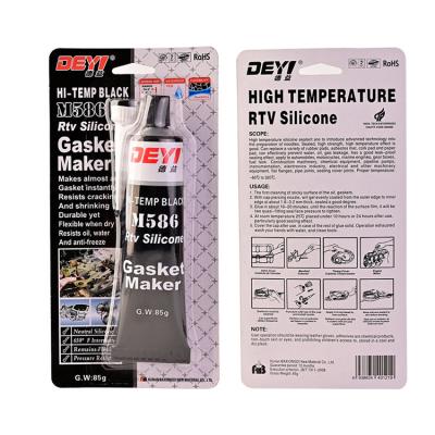 China Black High Temperature Resistance RTV Silicone Sealant Gasket Maker with Acetoxy Neutral Curing for Multi-Surface Adhesion for sale