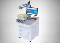 China 20W 30W 50W Vertical Multi-Station Flow Type Animal Ear Tag Plastic Parts Fiber Laser Marking Machine for sale