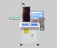 China 20W 30W 50W Floor-standing Pen Conveyor Belt Fiber Laser Marking Machine With Enclosed Cover for sale