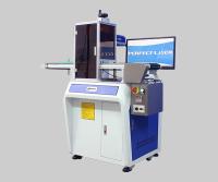 China 20W 30W 50W Floor-standing Pen Conveyor Belt Fiber Laser Marking Machine With Enclosed Cover for sale