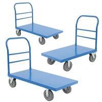 China 300KG 400KG Heavy Duty Platform Trolley Blue Hand Truck Push Cart for sale