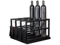 China Metal Fab Steel Gas Cylinder Rack Black Painting Cylinder Bottle Rack for sale