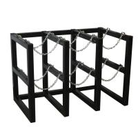 China Outdoor 2 Cylinder O2 Tank Rack Metal Fab Products Black for sale
