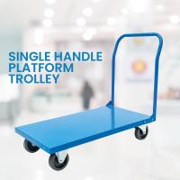 China OEM Heavy Duty Platform Trolley 500kg Flatbed Push Cart Single Handle for sale