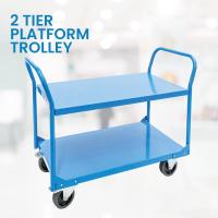 China Customized 1200LB 2 Tier Trolley Metal Utility Cart With Double Handle for sale