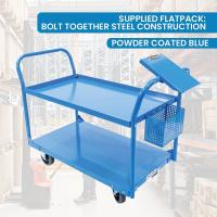 China Customized 1200LB 2 Tier Trolley Metal Utility Cart With Double Handle for sale