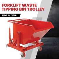 China Red Self Dumping Dumpsters 7000LBS Forklift Dump Bin Compact for sale