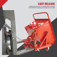 China Red Self Dumping Dumpsters 7000LBS Forklift Dump Bin Compact for sale