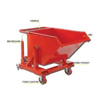 China Red Self Dumping Dumpsters 7000LBS Forklift Dump Bin Compact for sale