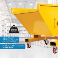 China Yellow 7000 LBS Forklift Tipping Bin OEM Tipping Skip Bins for sale
