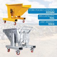 China Yellow 7000 LBS Forklift Tipping Bin OEM Tipping Skip Bins for sale