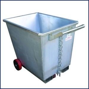 China 350kg Low Profile Dump Hopper Forklift Attachment Metal Self Dumping Hoppers for sale