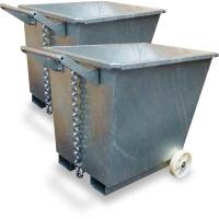 China 350kg Low Profile Dump Hopper Forklift Attachment Metal Self Dumping Hoppers for sale
